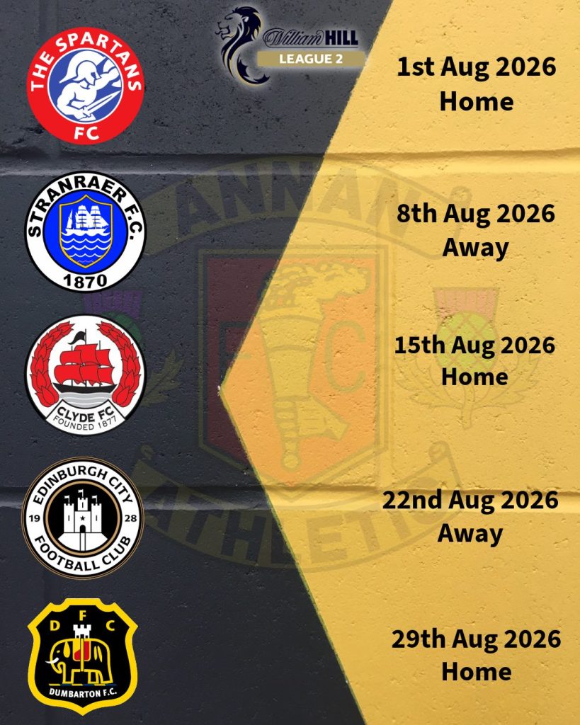 SPFL Fixture Release 2026/27 - Annan Athletic FC